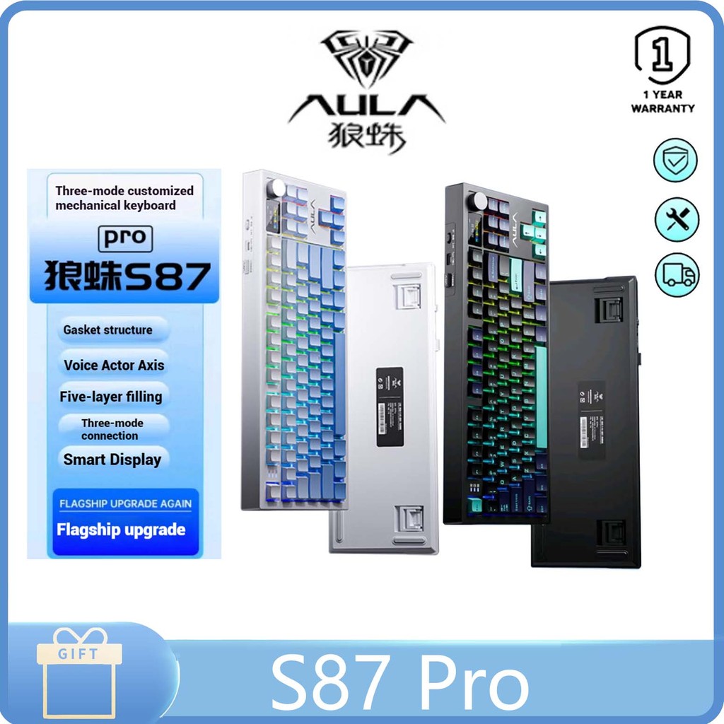 AULA S87pro side engraved mechanical keyboard side engraved customized wired/wireless/Bluetooth ...