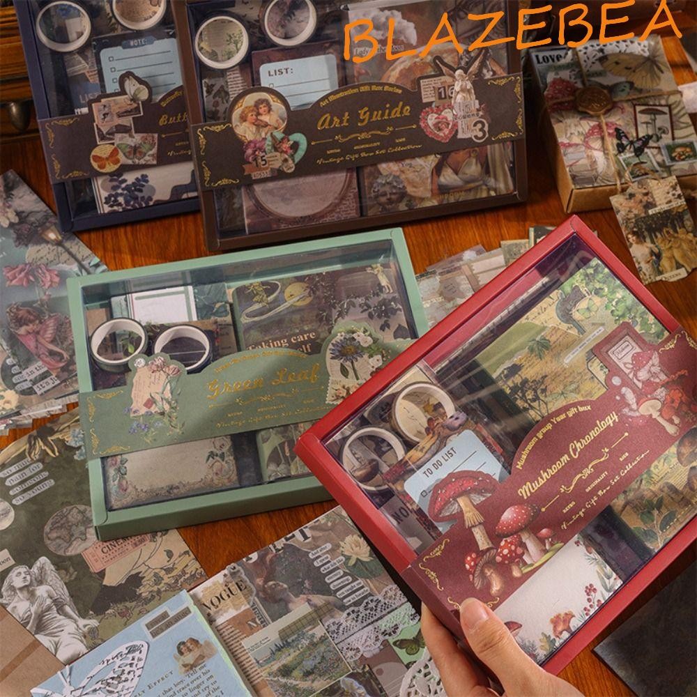 Blazebea 125 ชิ้น/เซ็ต DIY ไดอารี่อัลบั้ม, A6 Vintage Scrapbooking ชุด,ทองปั๊มปกใบเขียวพร้อมซอง ...