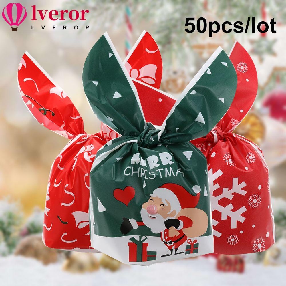 Lveror 50 ชิ้นถุงบิสกิตซานตาคลอสปีถุงขนมพลาสติก | Shopee Thailand