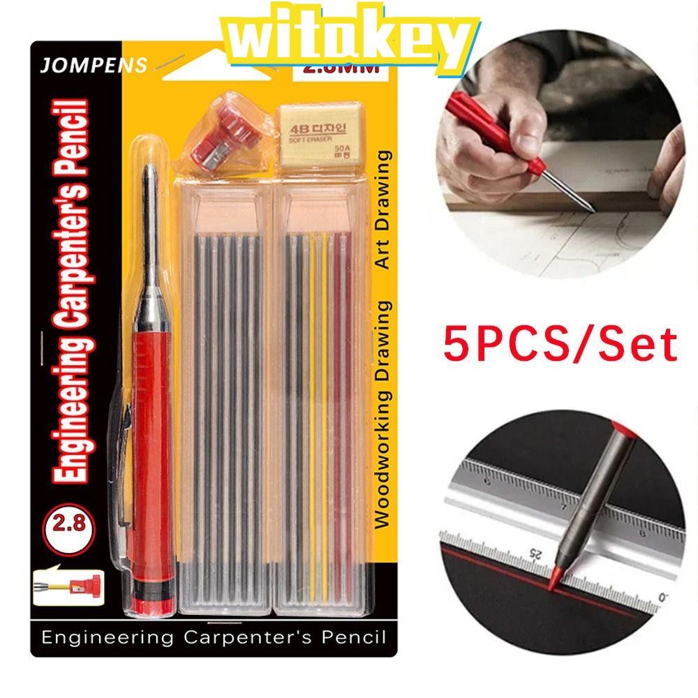 WITAKEY 2.8 มม. ดินสอกด, เครื่องหมายรูลึกโลหะยาวหัวดินสอเครื่องหมายรูลึก, เครื่องเหลาในตัว 2.8 ...
