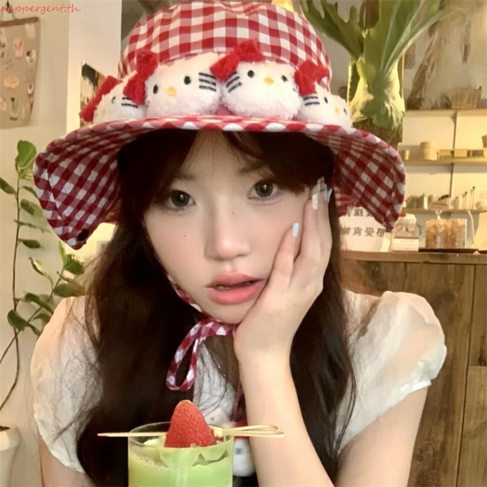 หมวกบังแสง DAPPERGENT Y2K ลายสก็อต Hello Kitty แบบหมวกปักกิ่ง สไตล์เกาหลี สำหรับหญิง | Shopee ...