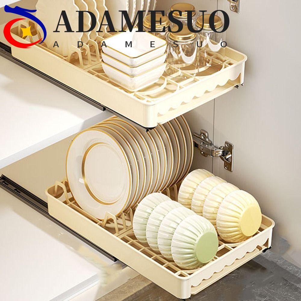ADAMESUO สไลด์ชั้นวางจานแห้ง, ชั้นวางจานดึงพลาสติกในตัว, ประหยัดพื้นที่ที่ใช้งานได้จริง Punch ...