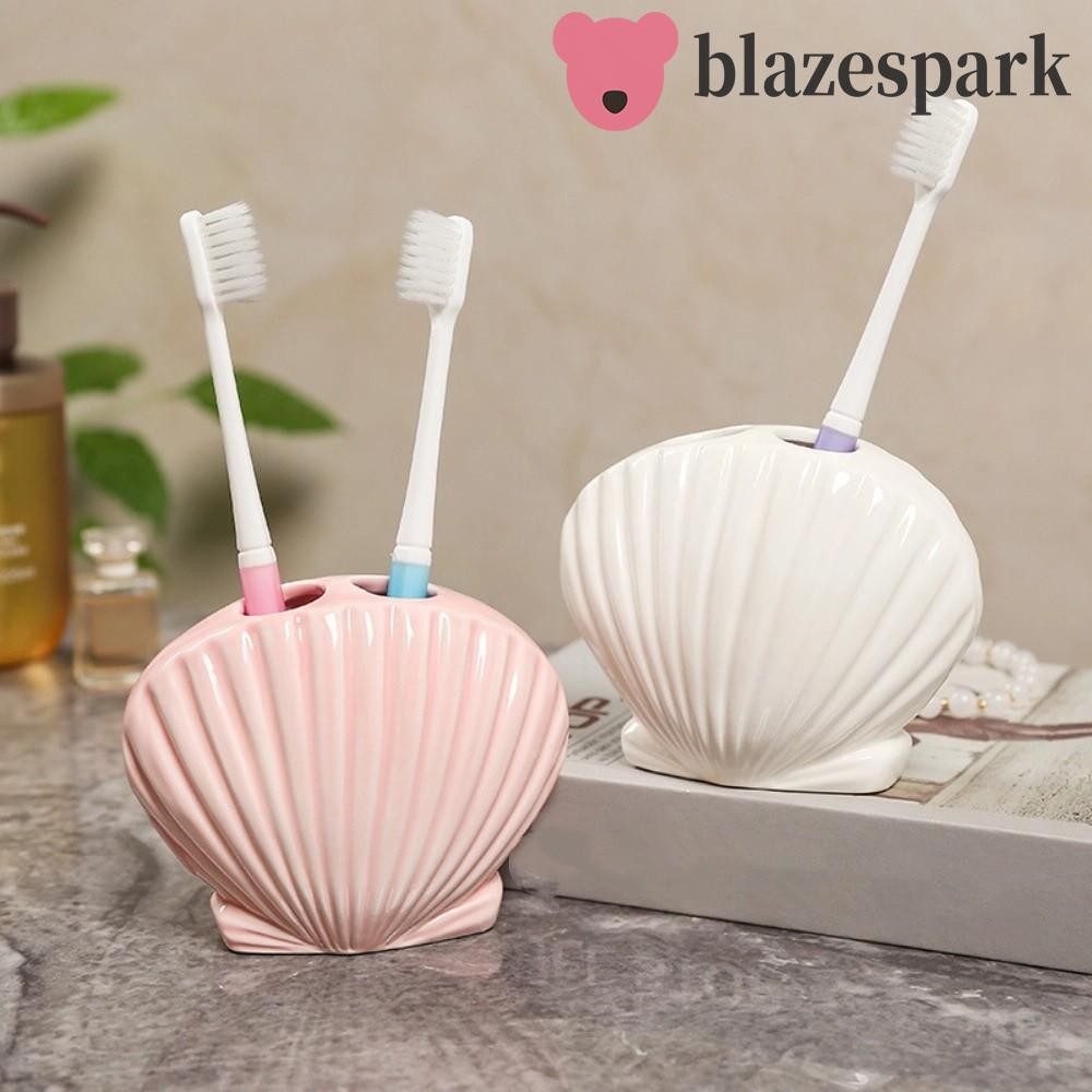 BLAZESPARK ผู้ถือแปรงสีฟันรูปเปลือกหอย,ที่วางแปรงสีฟันตกแต่งการ์ตูน,องค์กรห้องน้ํา 3D เซรามิค ...