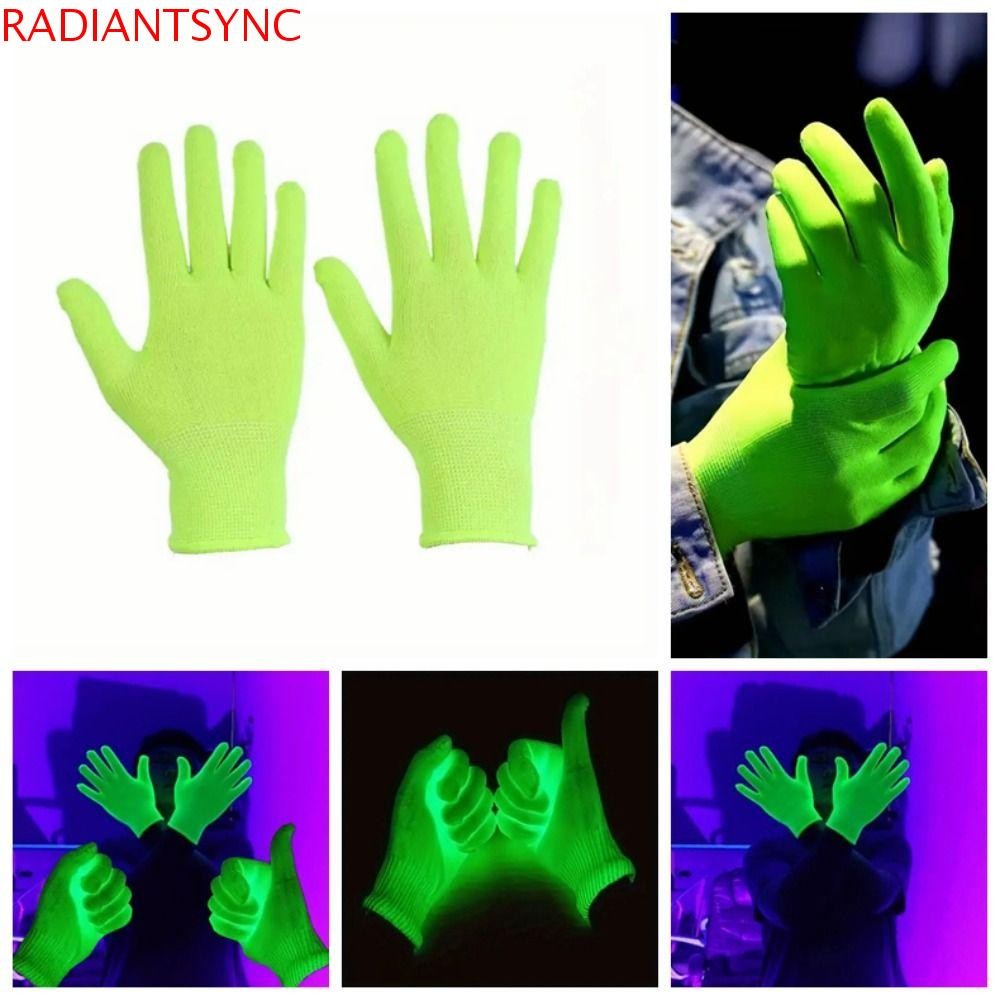 RADIANTSYNC 1 คู่ถุงมือเรืองแสง,ถุงมือสีเขียวยืดหยุ่นระบายอากาศ,ถุงมือทํางานทนทานยืดหยุ่นถุงมือ ...