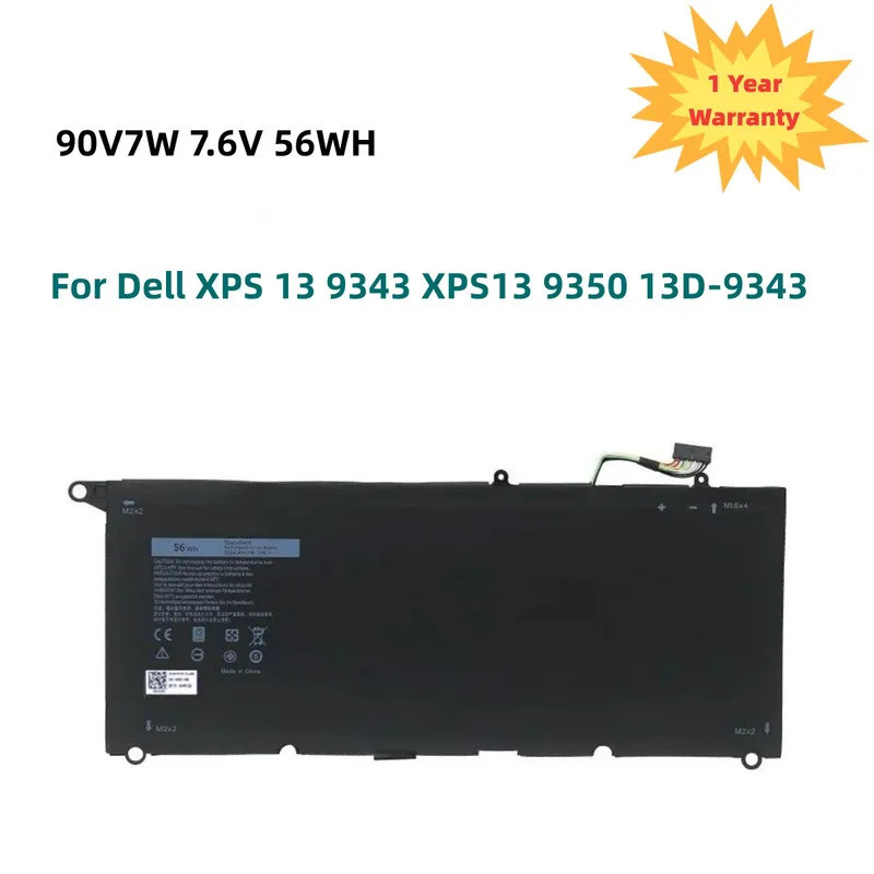 90V7W JHXPY JD25G 090V7W 7.6V 7368mAh Laptop Battery For Dell XPS 13 ...