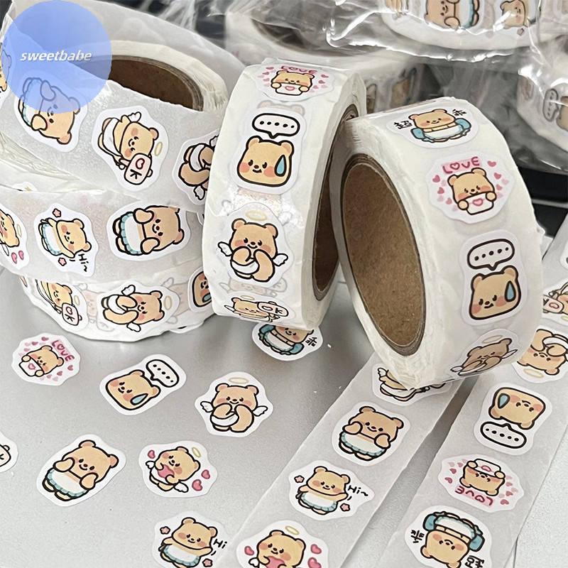 Sebabe 500 ชิ้น/ม้วนน่ารักรอบซีลสติกเกอร์ม้วนสติกเกอร์ Graffiti กระเป๋า ...