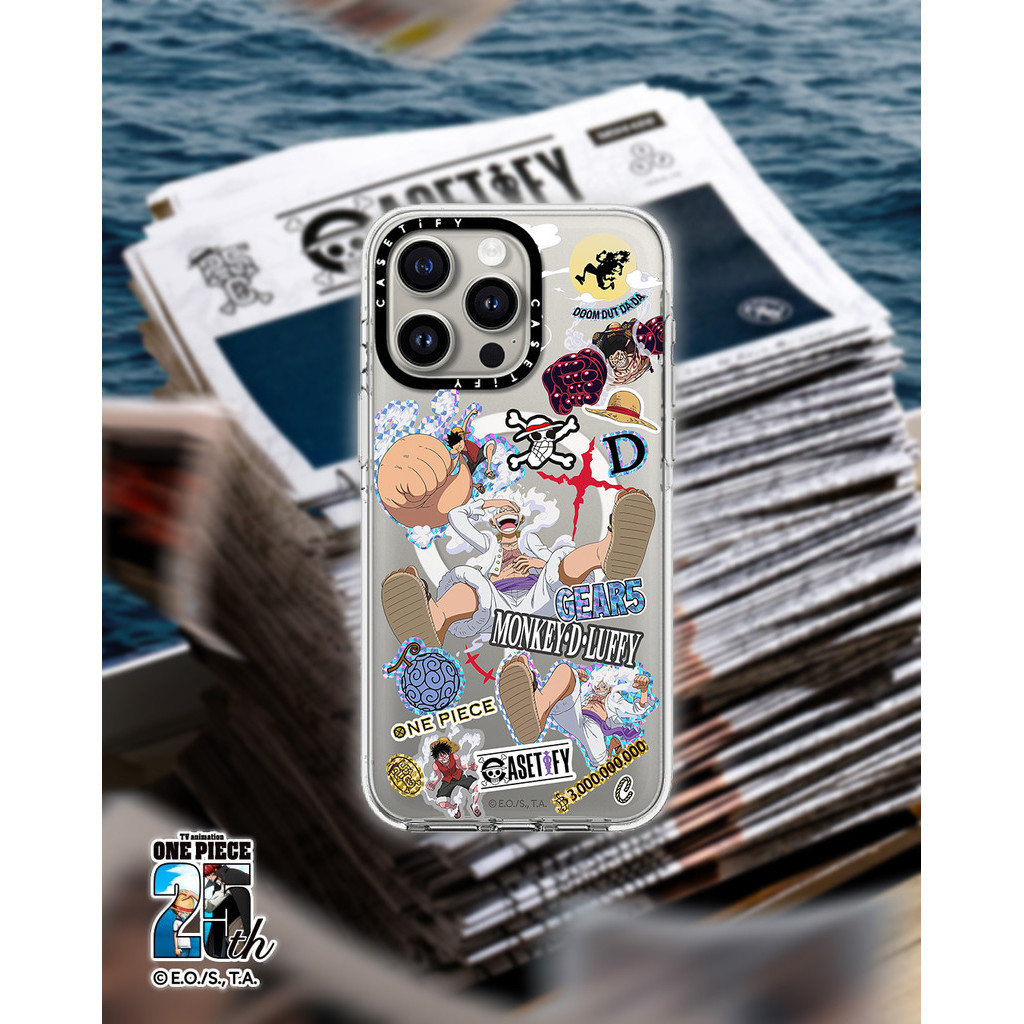 Casetify X ONE PIECE 25th หมวกฟางลูกเรือสติกเกอร์กรณีแม่เหล็กดูดอะคริลิคใสกลับ TPU Edge กรณีเคส ...