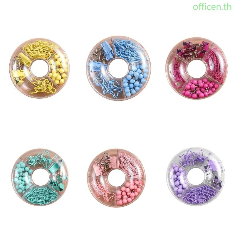 Cen 100 ชิ้นแพ็ค Push Pins คลิปหนีบกระดาษ Binder คลิปชุดชุดผสมพร้อม ...