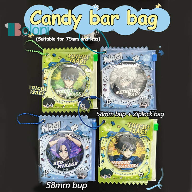 [Boloni] 1pc Blue Prison Candy Bar Bag Anime Themed Badge Storage Case ...