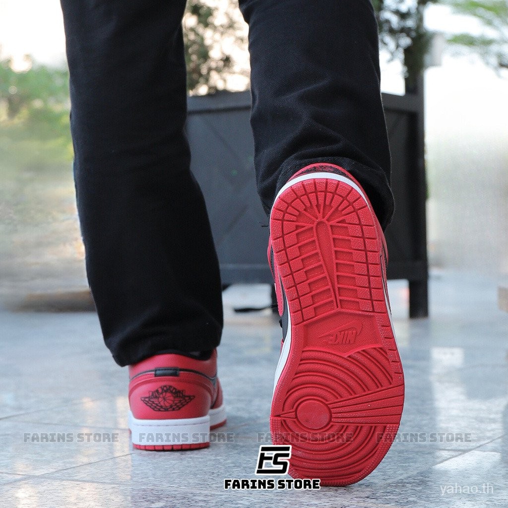 JORDAN 1 Low back Bred รองเท้าผู้ชายและผู้หญิงของแท้ JORDAN 1 Low real ...