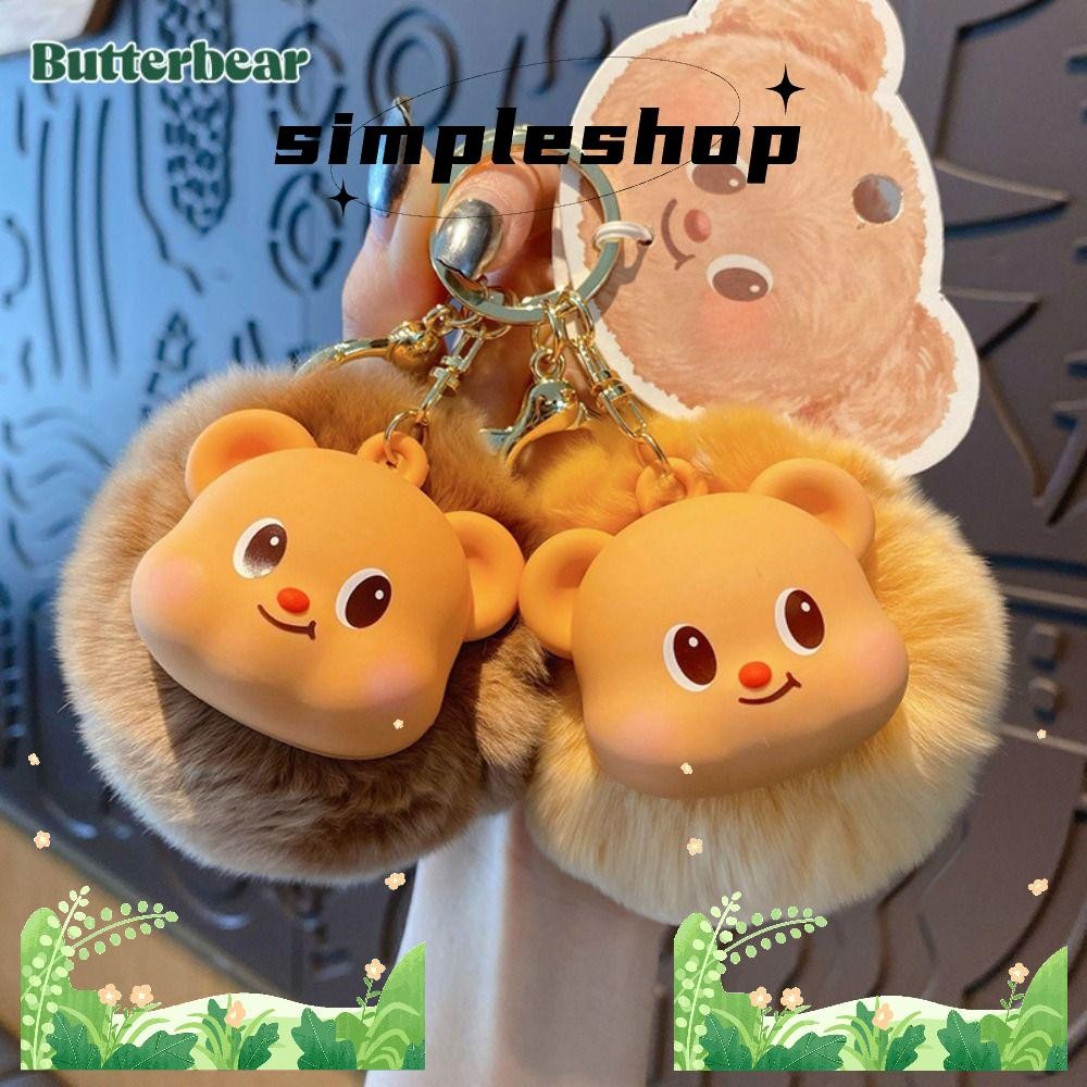 Simple Butter Bear Hairball พวงกุญแจ, พวงกุญแจตุ๊กตาสร้างสรรค์น่ารัก ...