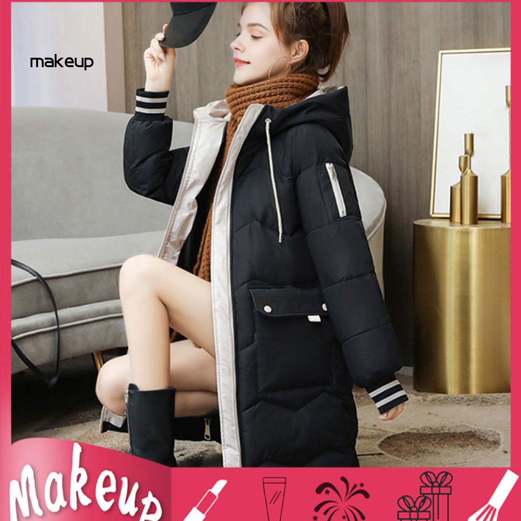 [Mk] Drawstring Hooded Coat Hooded Jacket Stylish Winter Down Coat with ...