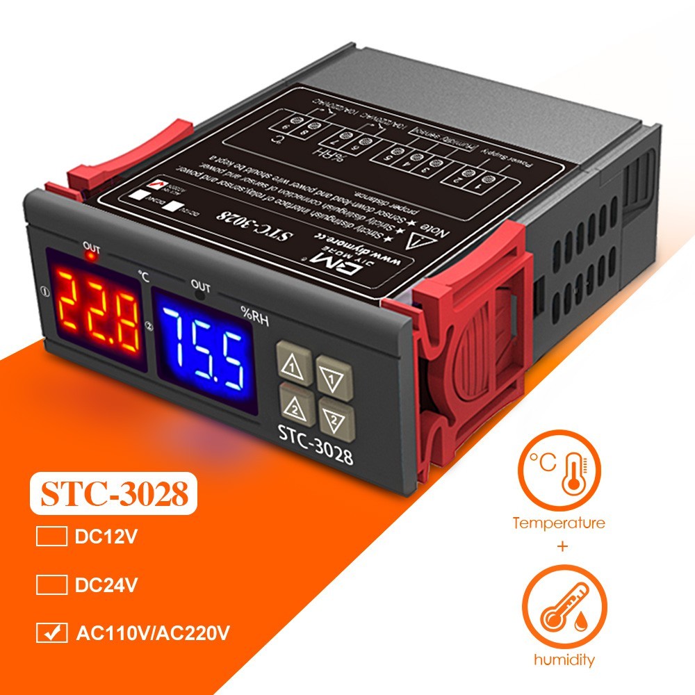 DIY STC-3028/STC-1000 ควบคุมความชื้นอุณหภูมิ AC110-220V 10A คู่จอแสดงผล ...