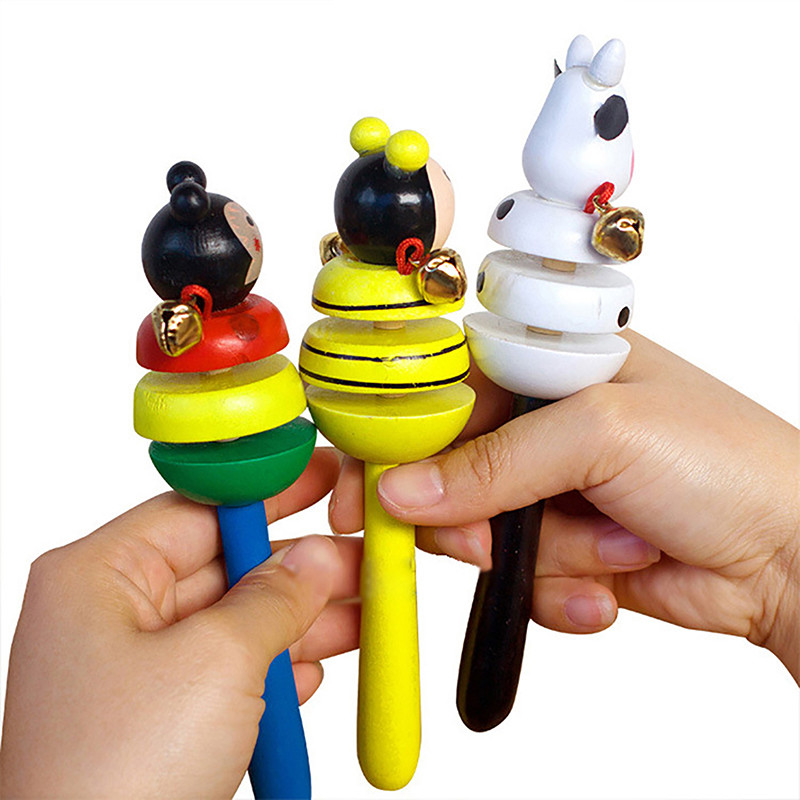 Fil ใหม่ Baby Rattle สีสัน Rain Hand Held Bell Stick Percussion ของเล่น ...