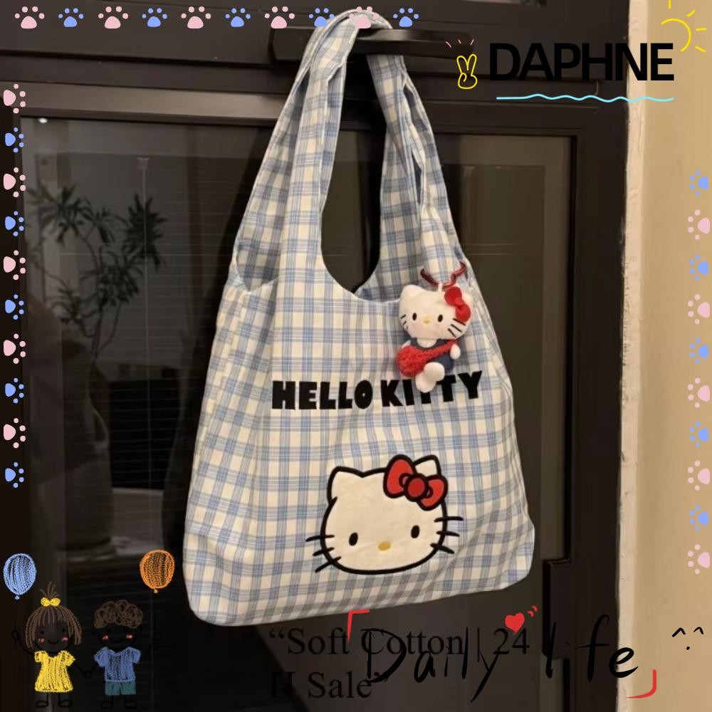 DAPHNE กระเป๋าผ้าแคนวาสน่ารัก, กระเป๋าถือการ์ตูนแบบพกพาความจุขนาดใหญ่ ...