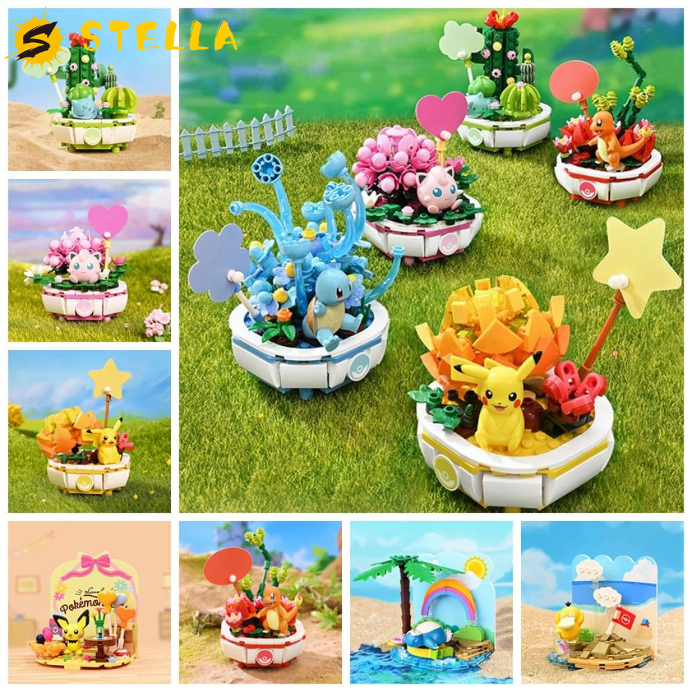 STELLA Pokemon Building Block, Pikachu Charmander Pikachu พืชดอกไม้ ...
