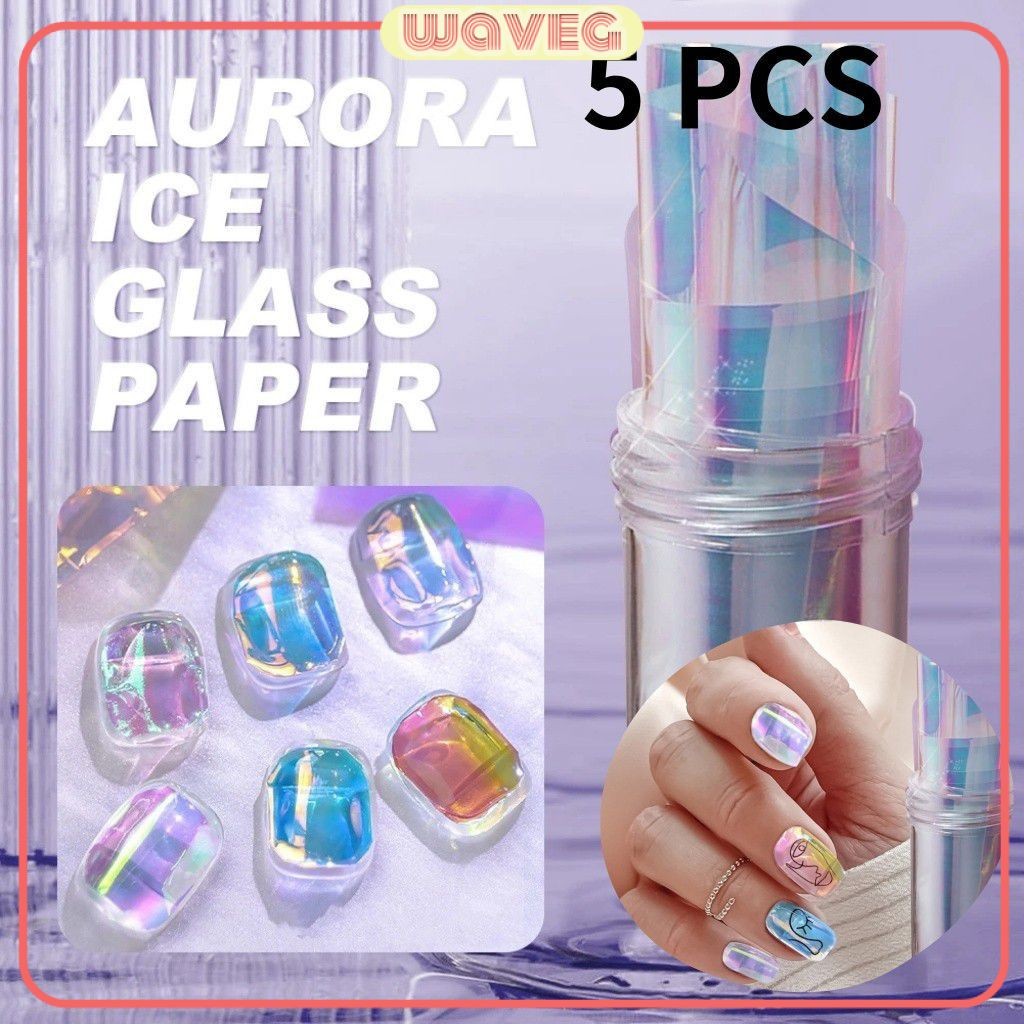 สติ๊กเกอร์ติดเล็บ 5 ชิ้น กระดาษลายลูกกวาดหลากสีสัน ดีไซน์ DIY ตกแต่ง ...