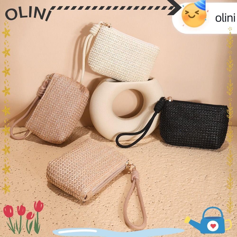 Zipper Mini Coin Purse, Straw Card Holder Wallet [Olini] | Shopee Thailand