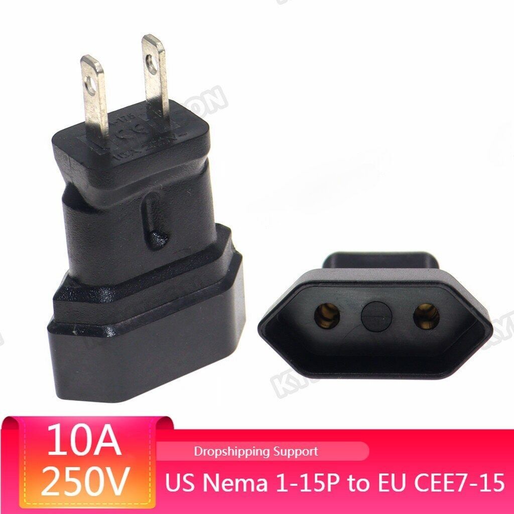Us 2-Flat pins Type A Travel Adpter,AC Power Plug Adapter ยุโรป CEE7/16 ...