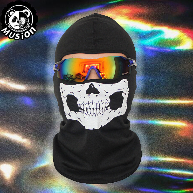 Musion - Full Face Mask Black Ghosts Balaclava กะโหลกศีรษะพิมพ์สําหรับ ...