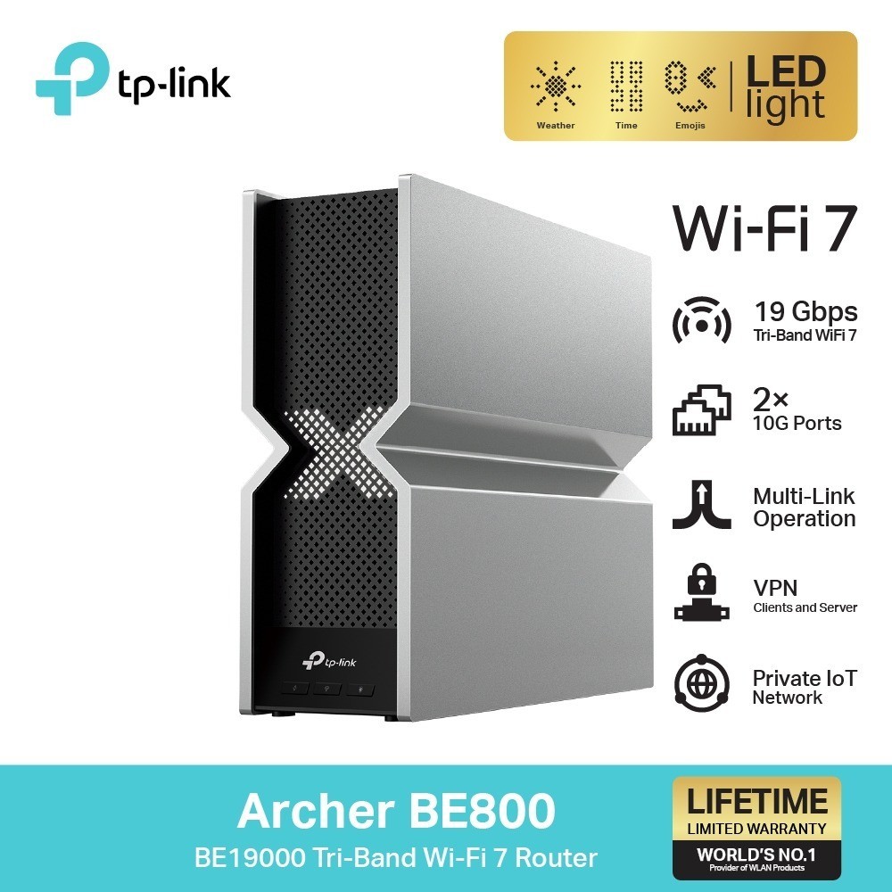 TP-Link Archer BE800 BE19000 Tri-Band Wi-Fi 7 Router เพลินกับVDOสตรีมมิ่ง 4K/8K เล่นเกมAR/VR ที่ ...
