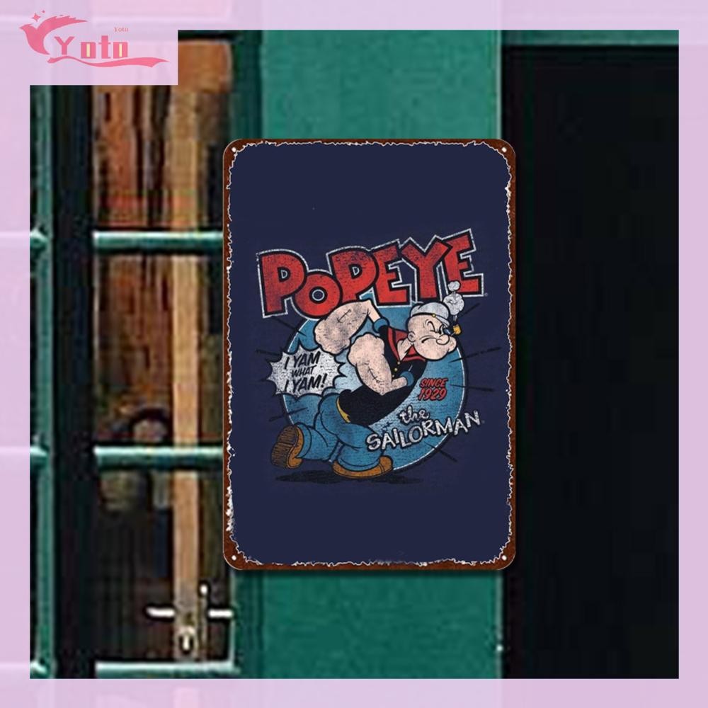 [Yotable.th] Vintage Metal Plate Popeye ภาพวาดเหล็กสี่เหลี่ยม Wall Art ...