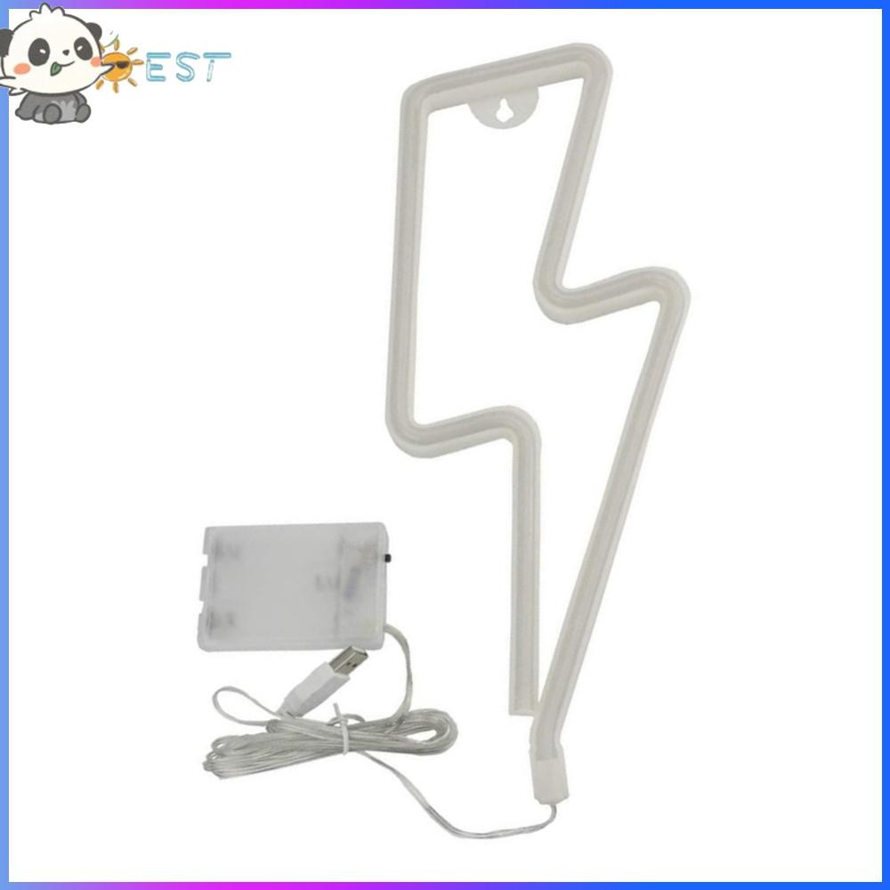 เดอะเบสท์ เดสก์ท็อป LED Neon Light Bolt Shape กระพริบโคมไฟกลางคืนตกแต่ง ...