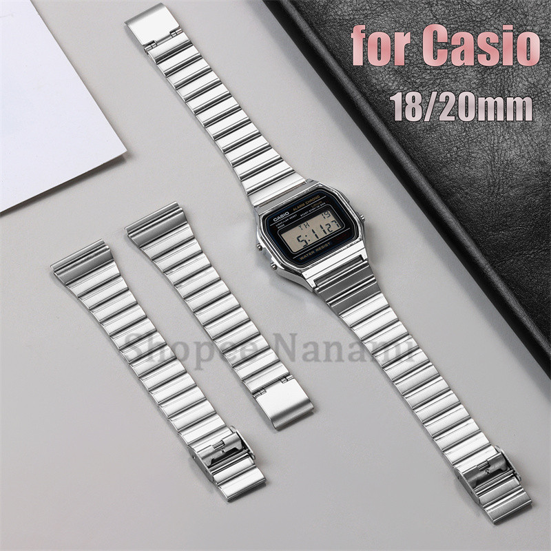 18 มม.20 มม.สายนาฬิกาสแตนเลสสําหรับ Casio F91W F84 F105/108/A158/168 AE1200/1300 SGW400 คลาสสิก ...
