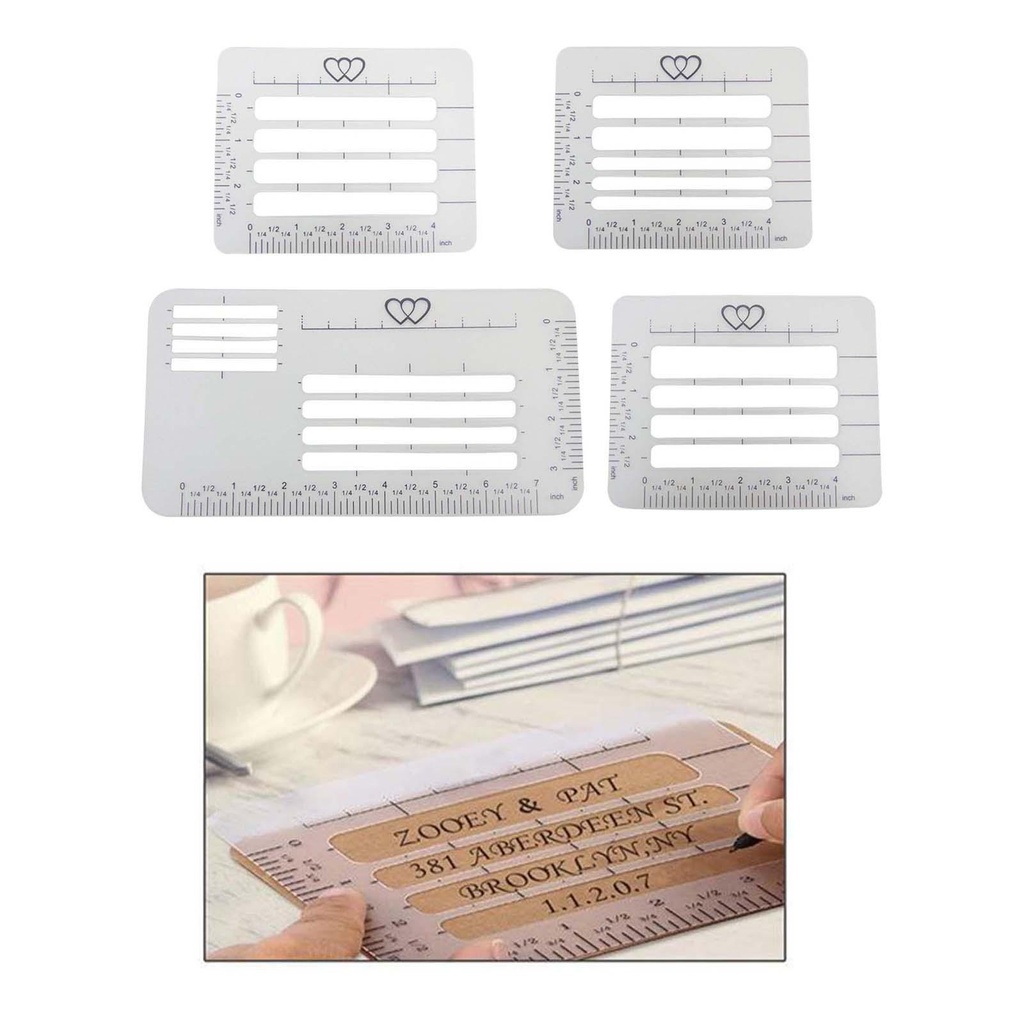 [mibum01eb] 4 Envelope Addressing Guide Stencil, Handwriting Stainght ...