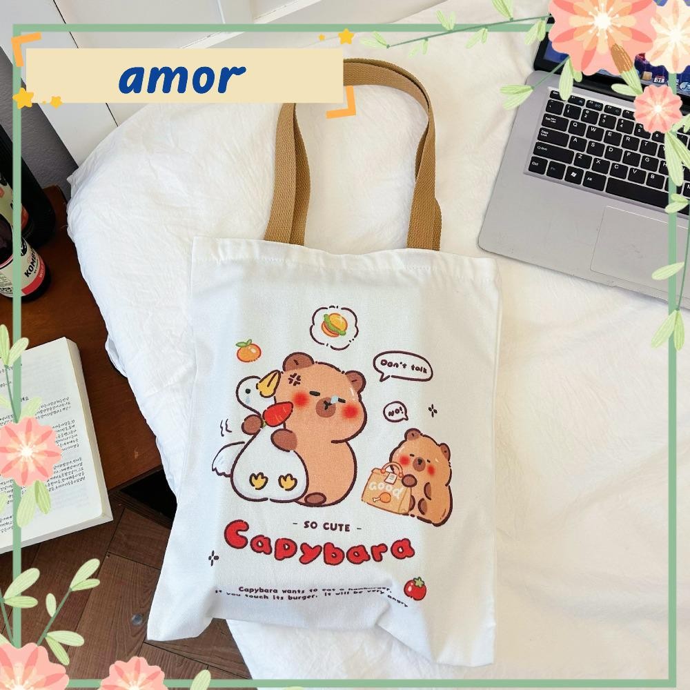 Amor12 กระเป๋าสะพาย,ผ้าใบความจุขนาดใหญ่ปักเป้ากระเป๋า,อุปกรณ์ต่อพ่วงการ์ตูน Capybala | Shopee ...