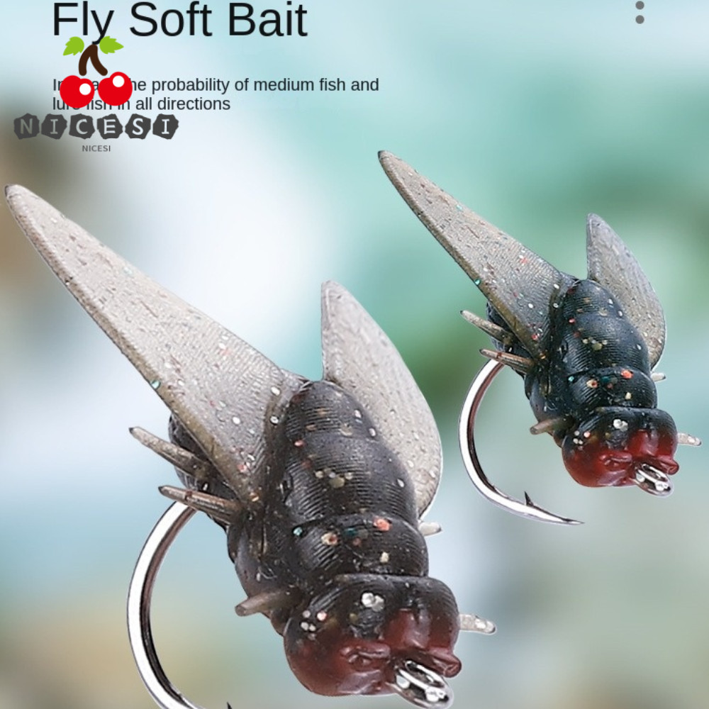 NICESI Bionic Fly เหยื่อตกปลา PVC จำลองปลาเทราท์ พร้อม Hook Spinner ...