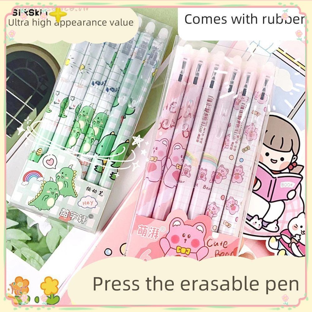 COD 【COD】ปากกาเจล Sanrio 6 ชิ้น ปากกาเจลลบได้ Kuromi ปากกาลูกลื่นลายการ์ตูนน่ารัก ปากกาลูกลื่น ...