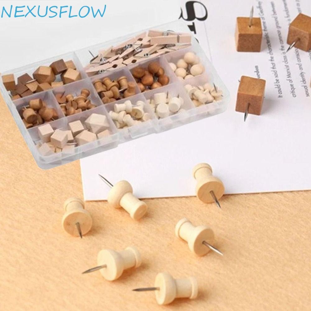 NEXUSFLOW 114 ชิ้นวาด Thumb Tacks,หลากหลายสไตล์ตกแต่งไม้ Push Pins, DIY ไม้แก้ไขภาพพร้อมกล่อง ...