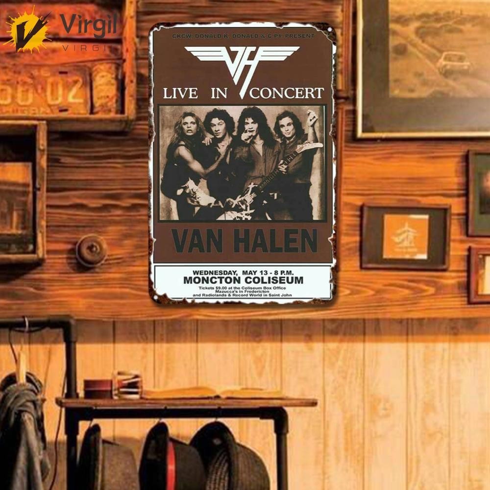 [Virgil.th] Vintage Metal Plate Van Halen ภาพวาดเหล็กสี่เหลี่ยม Home ...