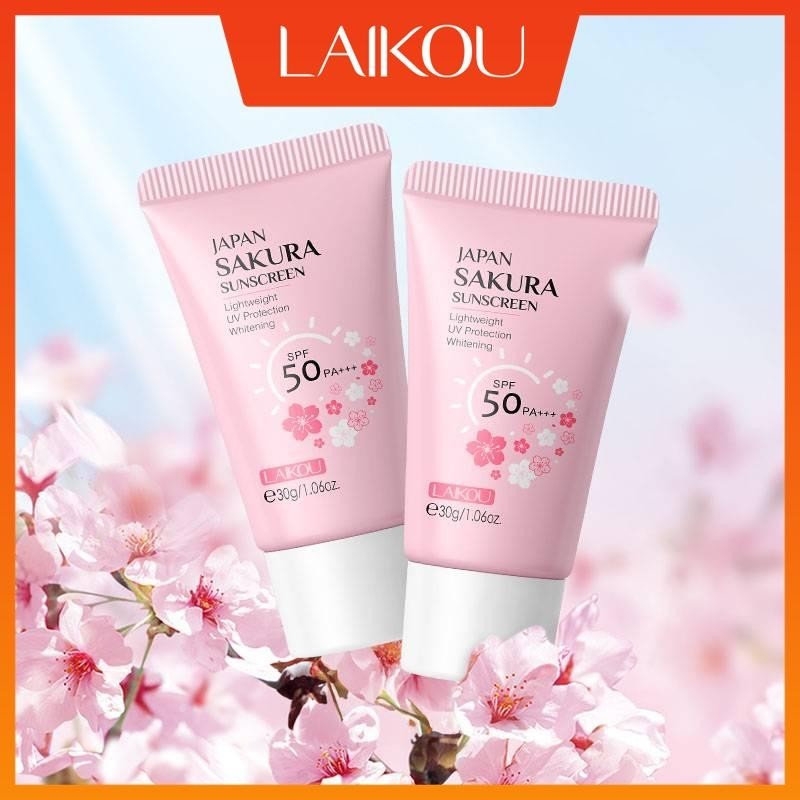 โลชั่นกันแดดหน้า 30g*2pcs SPF 50 PA+++ LAIKOU Japan Sakura Sunblock UV Protection Refreshing ...