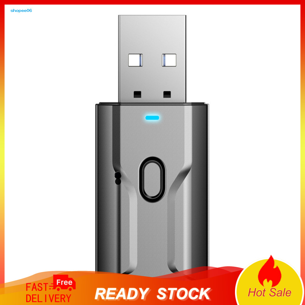 Setn T02 ตัวรับสัญญาณเครื่องส่งสัญญาณแฮนด์ฟรีบลูทูธ V50 2-in-1 Multifunctional สีดํา USB Adapter ...