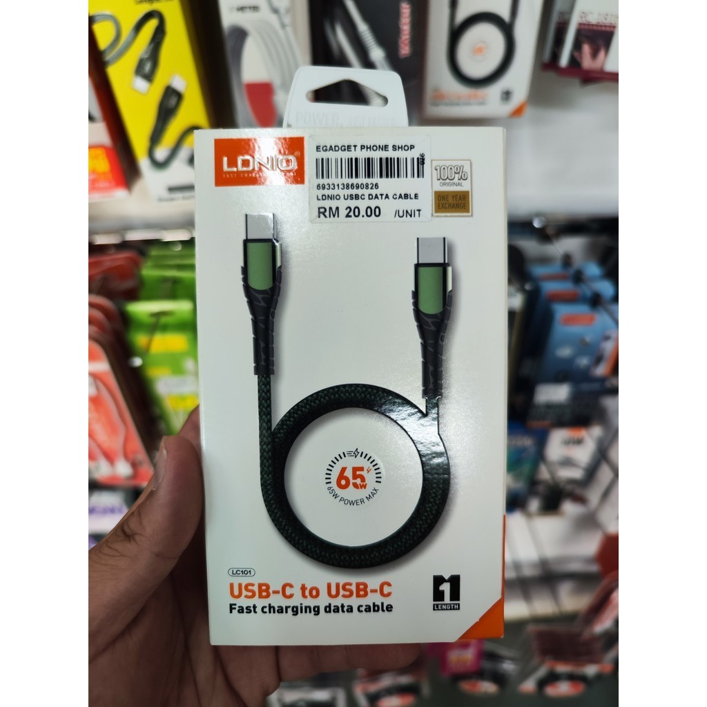 Ldnio LC101 PD Type-C to Type-C 65W สายเคเบิลข้อมูลชาร์จเร็ว 1 เมตร | Shopee Thailand