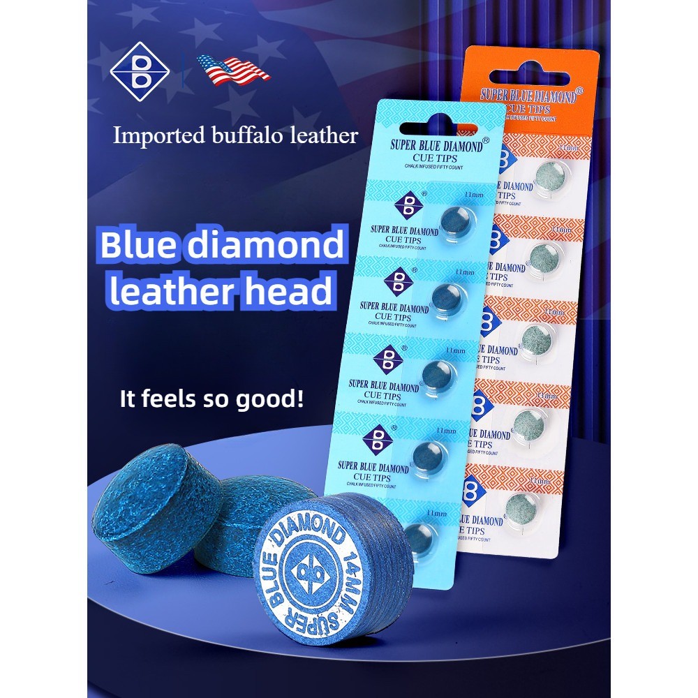 Pool Cue Blue Diamond Leather Tips, 10/11/12/14MM Hardness (M) Buffalo ...