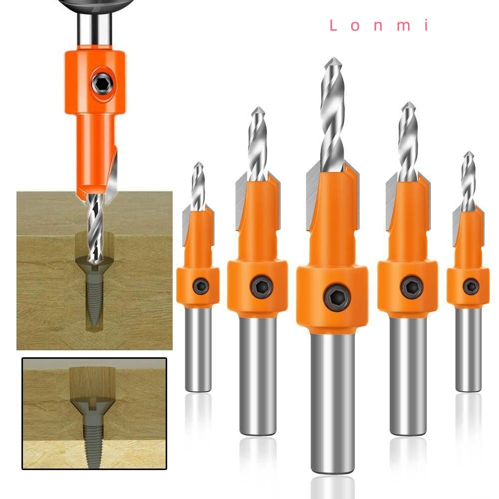Lonmi 5 ชิ้น Countersink เจาะบิต, 8 มิลลิเมตร Shank HSS Router Bit ...