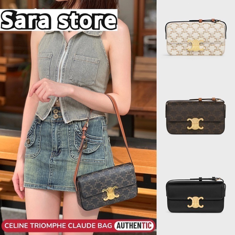 ซีลีน Celine Triomphe CLAUDE Shoulder Bag In Shiny Calfskin 194143 หนังลูกวัว | Shopee Thailand