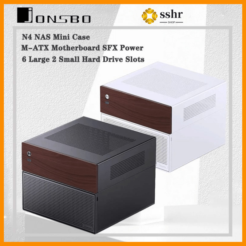 Jonsbo N4 แชสซี NAS สีดําพร้อมเมนบอร์ด M-ATX สล็อต SFX 6 ขนาดใหญ่ 2 ...