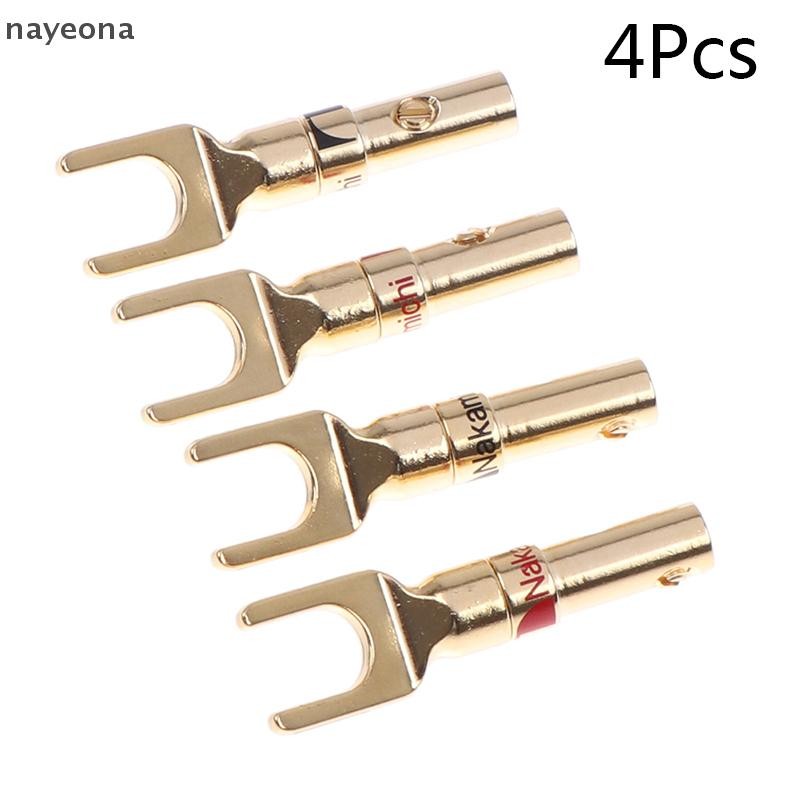 [NAY] 4 ชิ้น U/Y Spade Gold Plated Banana Plug Audio Speaker Cable ...