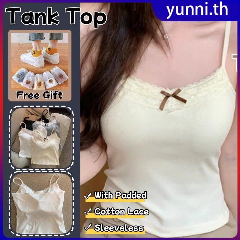 [ซื้อ 1 แถม 1] เสื้อกล้ามสไตล์เกาหลีผูกโบว์ ทรงเข้ารูป ด้านหลังสวย ใส่ด้านนอก แขนกุด กางเกงชั้น ...