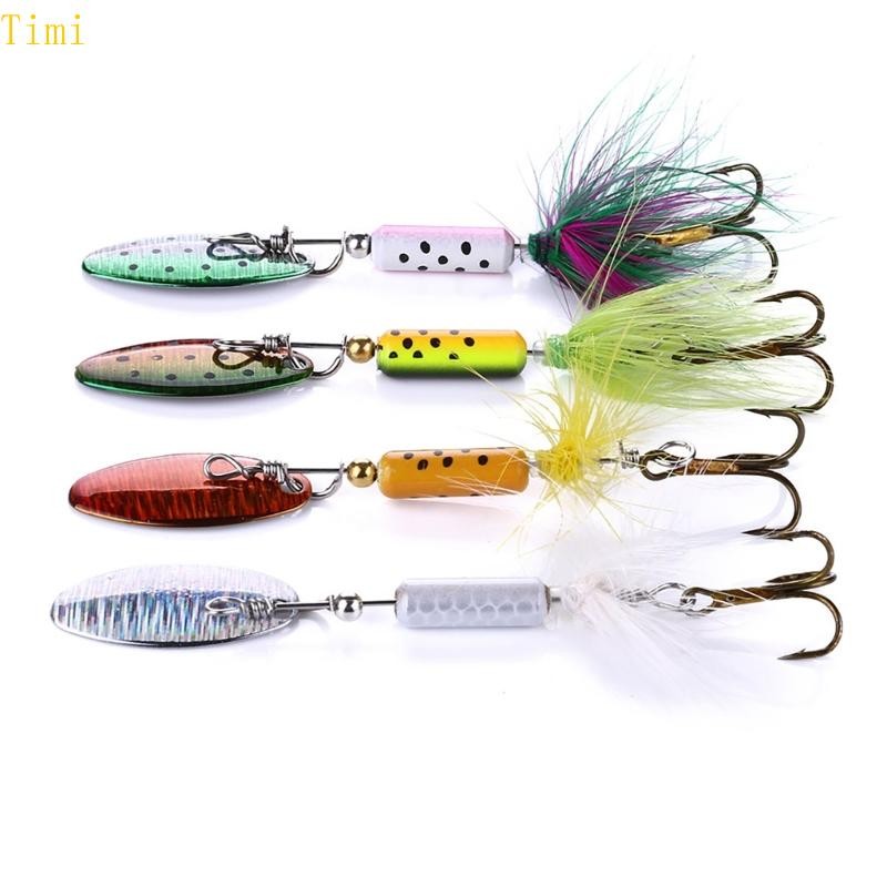 Timi 4 ชิ้น Spinner เหยื่อตกปลาสำหรับปลาเทราท์และCrankbait | Shopee ...
