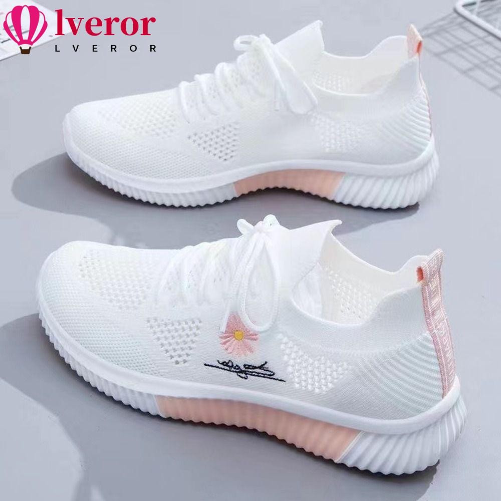 LVEROR รองเท้ากีฬา สีขาวย่นขนาดเล็ก ระบายอากาศได้ดี เหมาะสำหรับใส่วิ่งและใช้ในบ้าน | Shopee Thailand