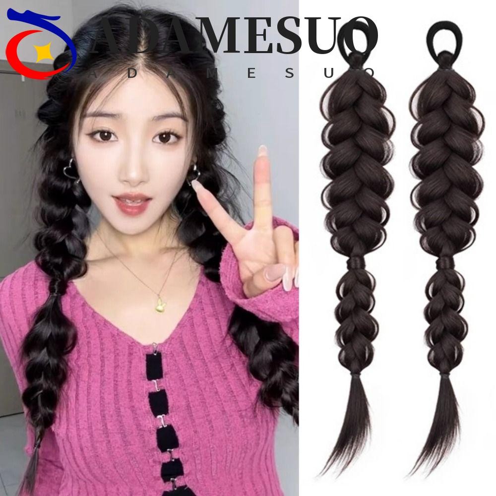 ADAMESUO วิกผมหางม้าสังเคราะห์ คู่ยาว พร้อมยางยึด สำหรับมัดผมและใช้งานประจำวัน | Shopee Thailand