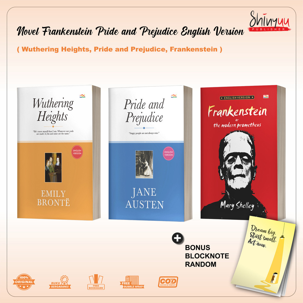 Frankenstein Pride and Prejudice แพ็คเกจหนังสือนวนิยายเวอร์ชันภาษา ...