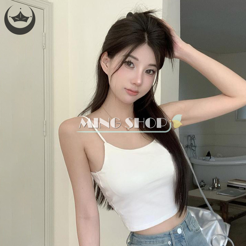 Ming เสื้อชั้นในสตรีสตรีพร้อมแผ่นรองเต้านมสาวร้อนเซ็กซี่สปาเก็ตตี้สายรัดเปลือยแขนกุด Slim Top TH ...