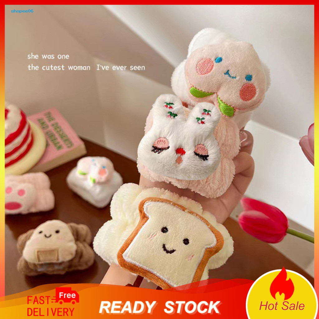 Setn 1 คู่ยางรัดผมตุ๊กตาใช้คู่การ์ตูน 3D รูปแบบความยืดหยุ่นสูง Anti-wet Sleeve Wash Face สายรัด ...