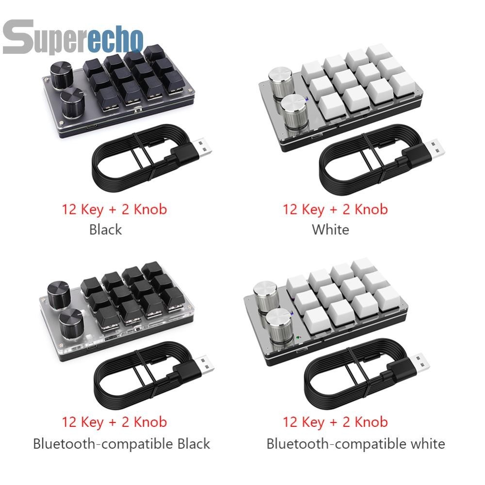 12 Key 2 Knob Programming Macro Custom Knob Keyboard Mechanical Hotswap Macropad [superecho.th ...